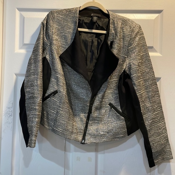 Lane Bryant | Jackets & Coats | Lane Bryant Metallic Tweed Zip Front ...